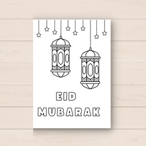 Eid Coloring Cards, DIY Eid Cards, Eid Card Printable, Eid Mubarak Card ...
