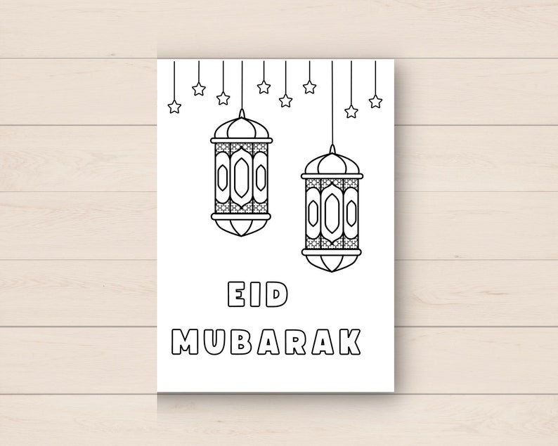 Eid Coloring Cards DIY Eid Cards Eid Card Printable Eid - Etsy