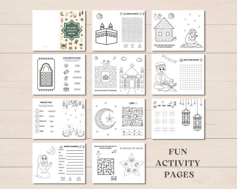 Islamic Activity Book Printable, Islamic Activities Printable, Islamic Coloring, Muslim Kids ...