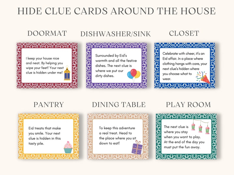 Eid Scavenger Hunt Printable, Indoor Treasure Hunt, Eid Gifts, Eid ...