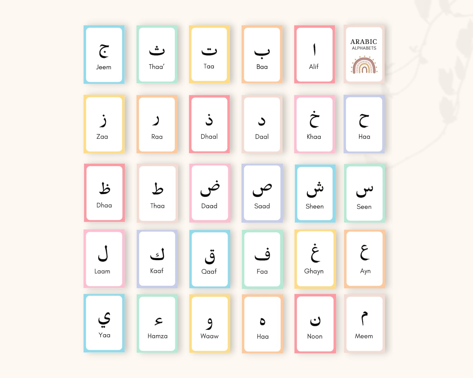 Arabic Alphabet Flashcards Arabic Alphabet Arabic - Etsy Australia