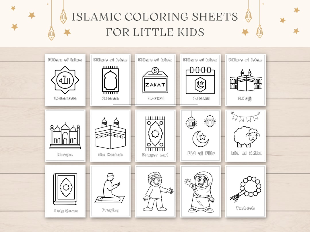 Islamic Coloring Pages, Easy Kids Coloring Printable, Ramadan Coloring ...