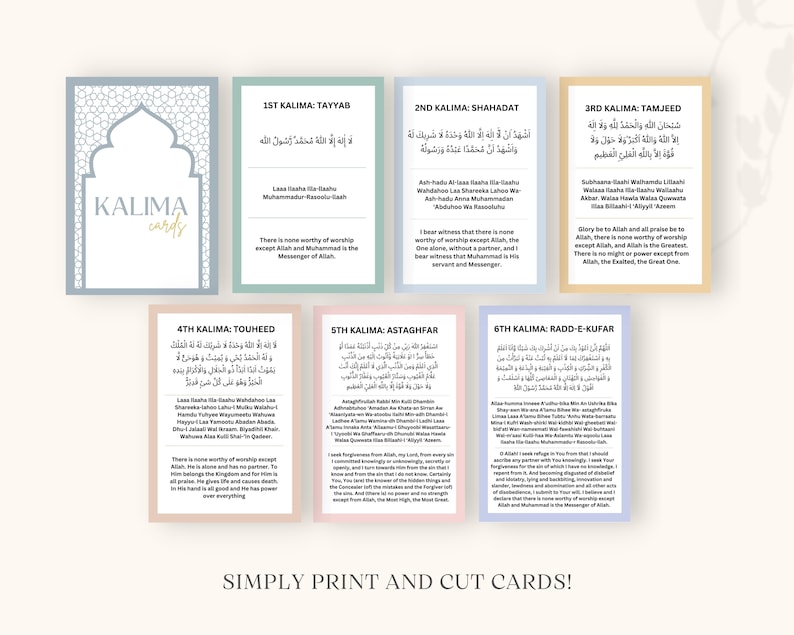 Kalima Flashcards, the Six Kalimas, Kalima of Islam, Kalima Flashcard ...