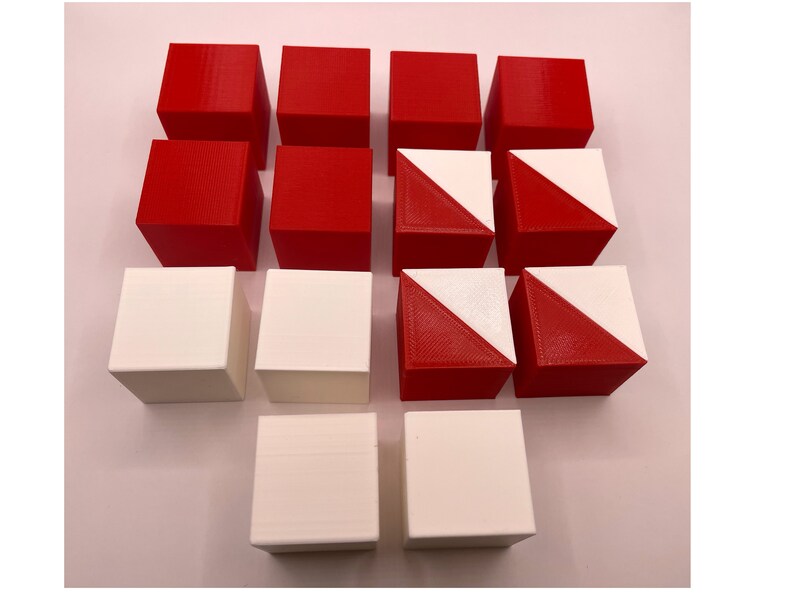 Kohs Cubes. 14 Red and White Blocks. Wechsler Kohs WAIS WISC WPPSI ...