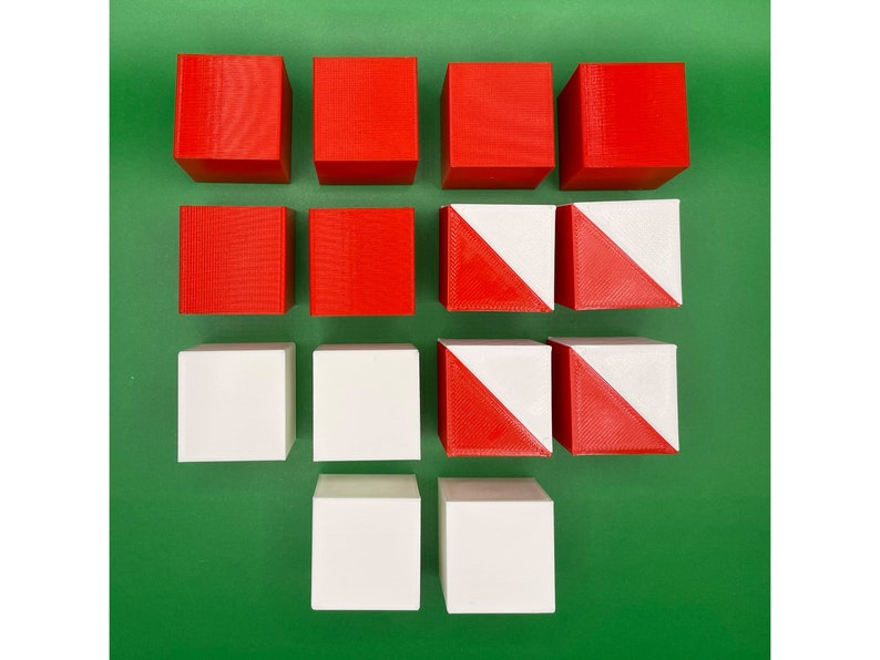 Kohs Cubes. 14 Red and White Blocks. Wechsler Kohs WAIS WISC WPPSI ...