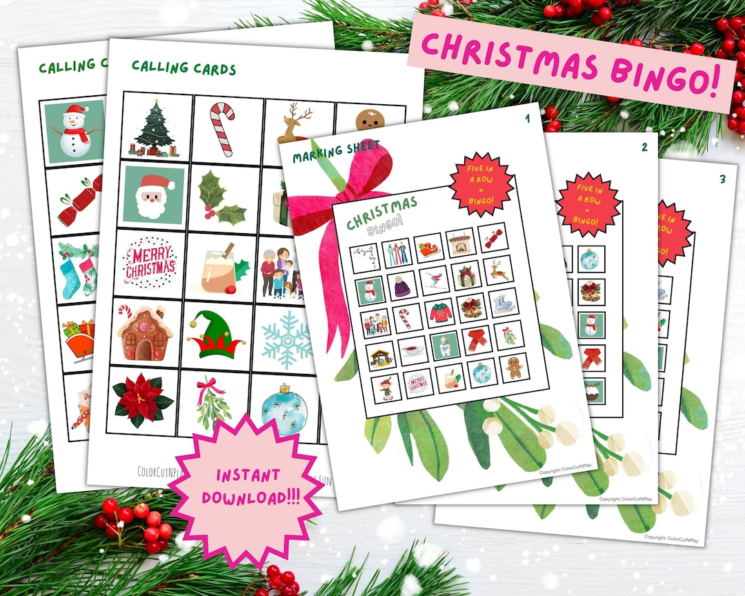 Christmas BINGO Game, Printable BINGO Christmas Game, Instant Download ...