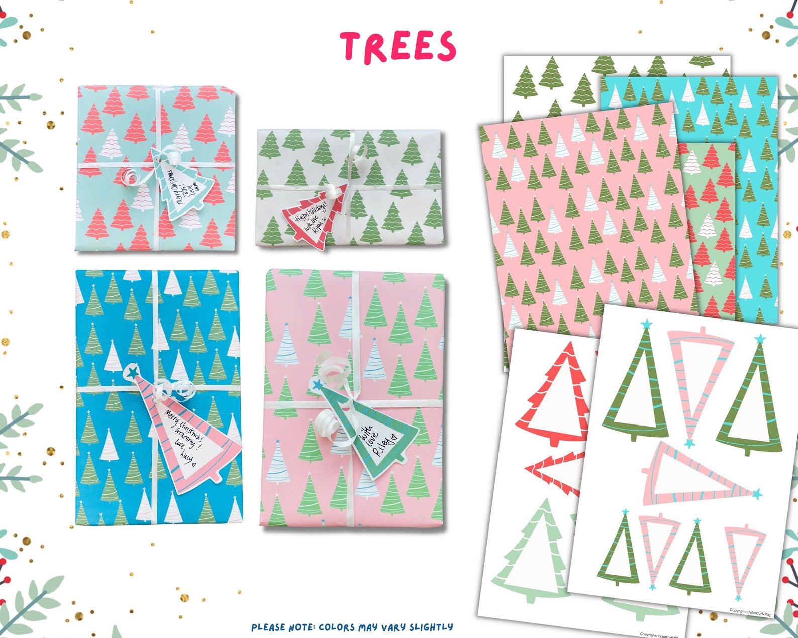 Printable Christmas Gift Wrap and Tags Printable Gift Wrap - Etsy