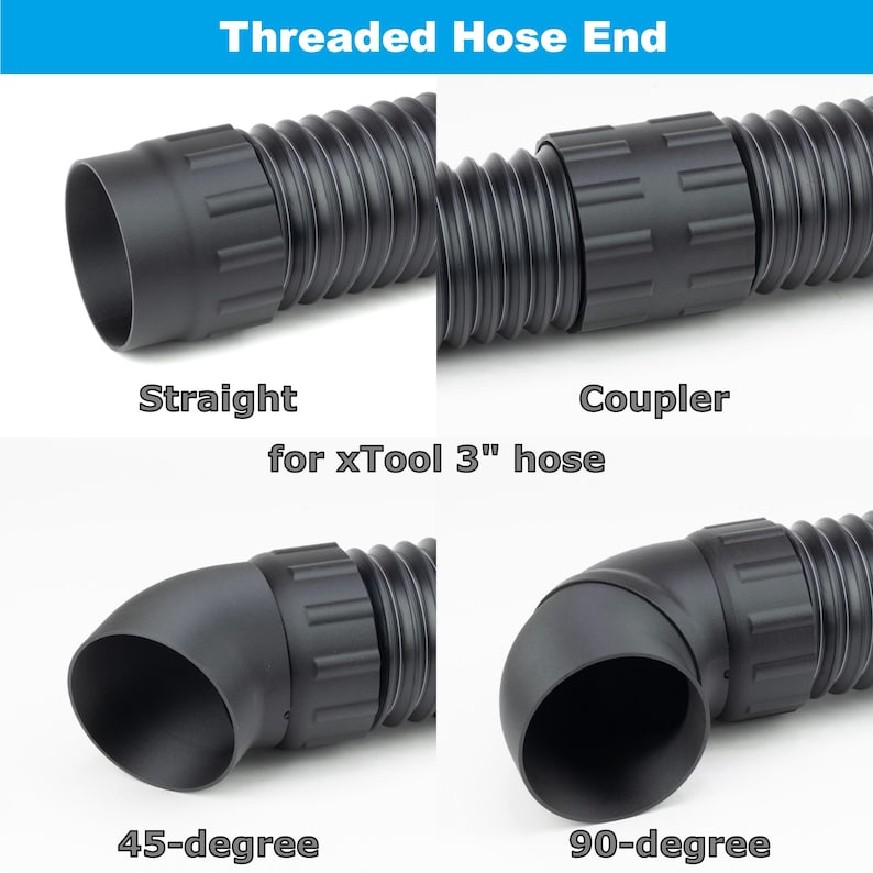 Hose End for Xtool 3" Hose; Straight, 45-degree, 90-degree, and Coupler ...