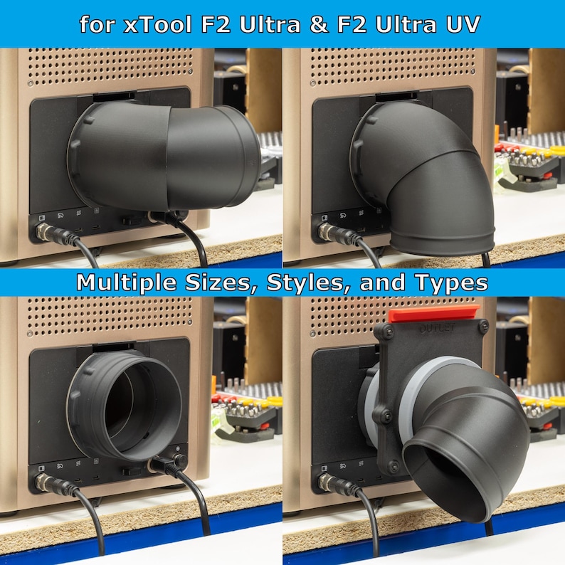 F2U Exhaust Port for Xtool F2 Ultra and F2 Ultra UV; Multiple Sizes and ...