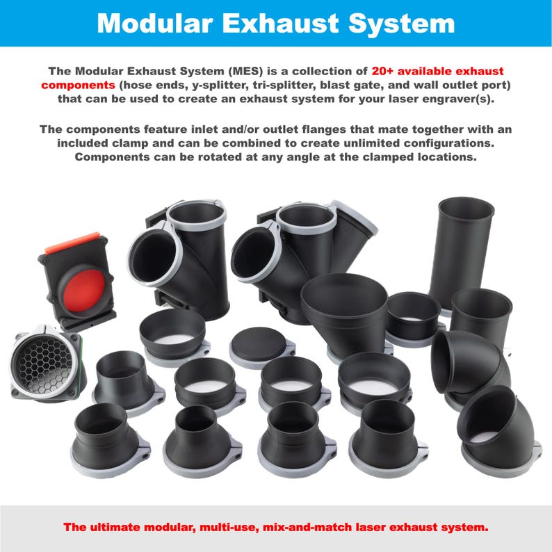 Modular Exhaust System; Complete Splitter W/ Blast Gates; for Laser ...