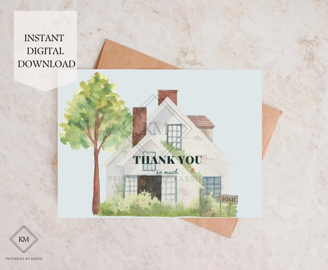 Realtor Thank You Card, Gratitude Card, Instant Digital Download, New ...