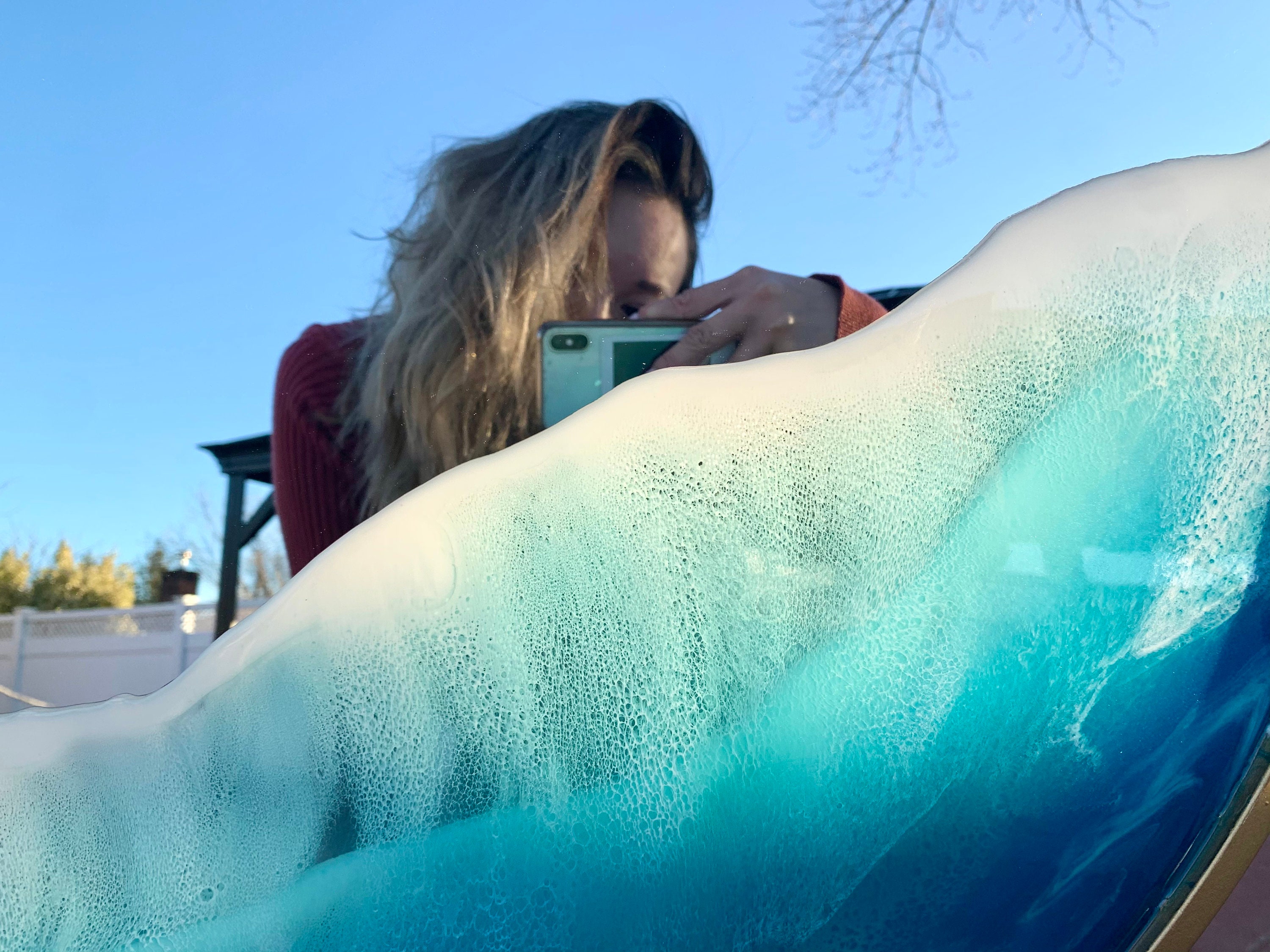 Beach Wave Mirror, Large Round Resin Wall Mirror, Resin Ocean Mirror ...