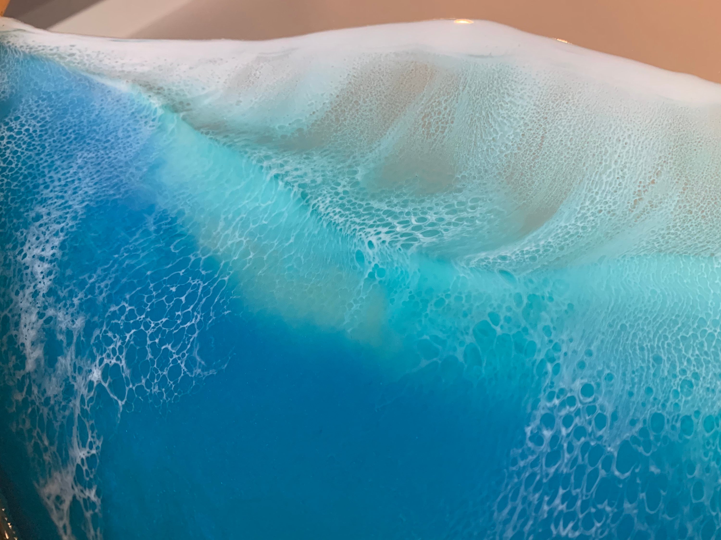 Beach Wave Mirror, Large Round Resin Wall Mirror, Resin Ocean Mirror ...