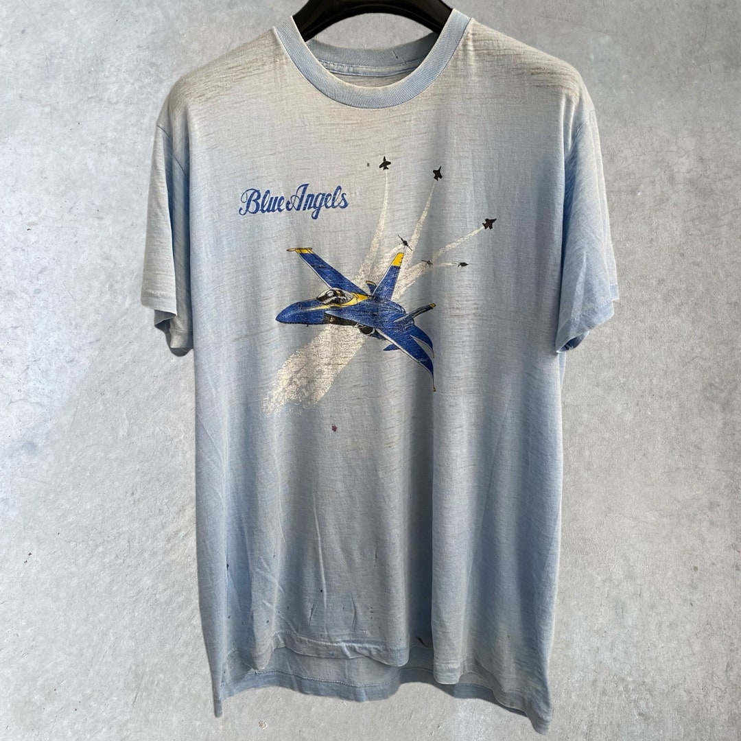 Vintage Blue Angels Fighter Jet Plane Tee Size Large / XL 70s Single ...