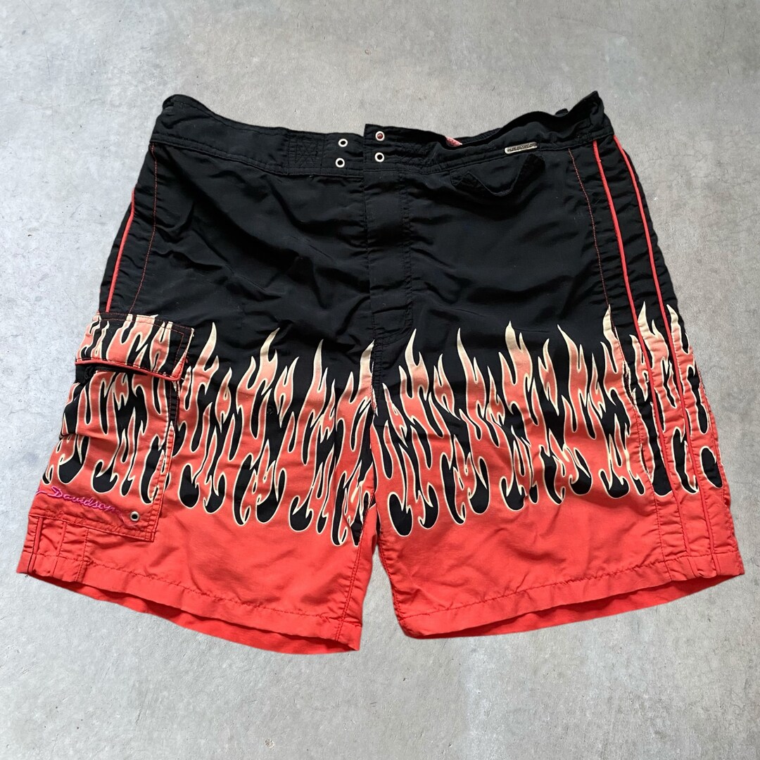 Vintage Harley Davidson Motorcycles Flames Bathing Suit Mens Size ...
