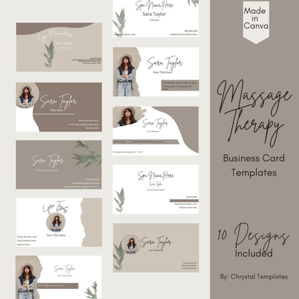 Business Card Templates for Massage Therapists Massage - Etsy