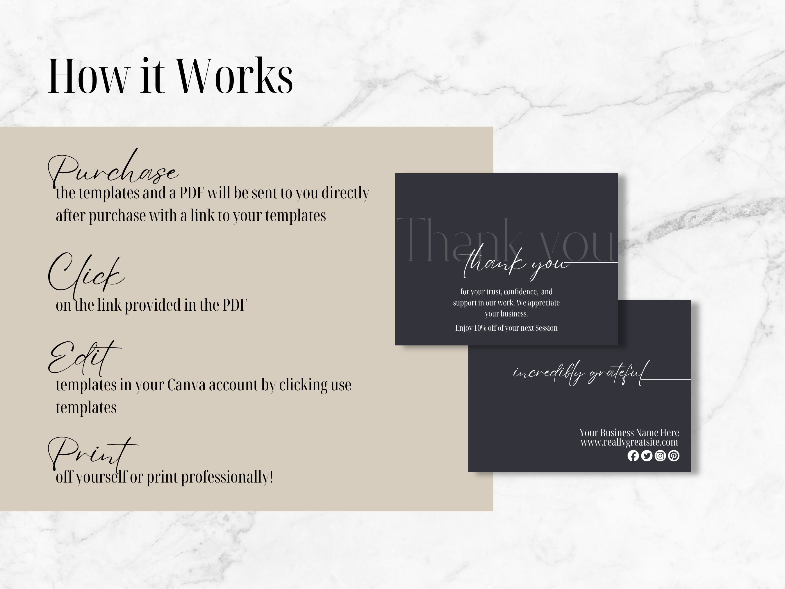 Editable Small Business Thank You Card Template, Massage Therapy Thank ...