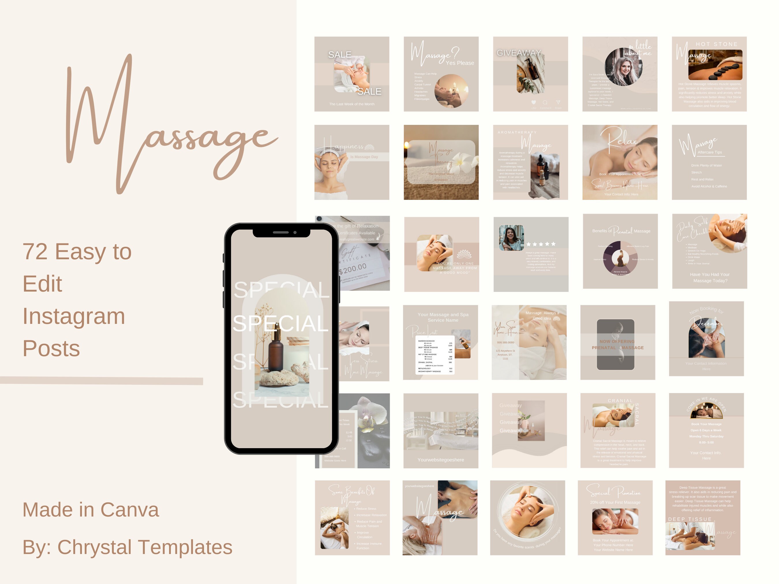 Massage Therapist Instagram Post Canva Templates Massage Instagram
