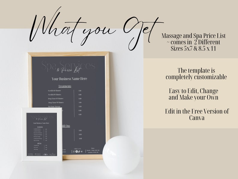 Editable Massage Price List Template: Spa Services Canva Design ...