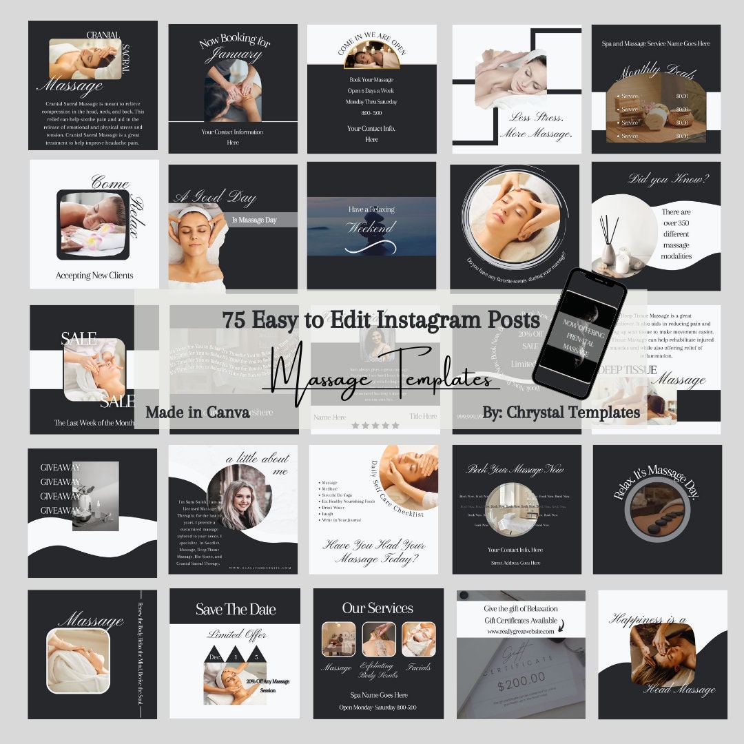 Massage Therapist Instagram Post Canva Templates Massage Instagram