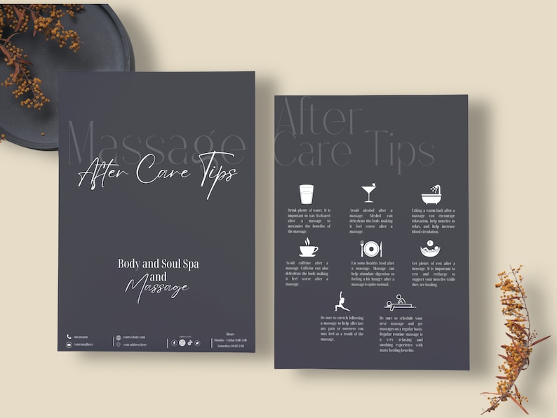 Massage Aftercare Card Template: Canva Editable (instant Download) - Etsy