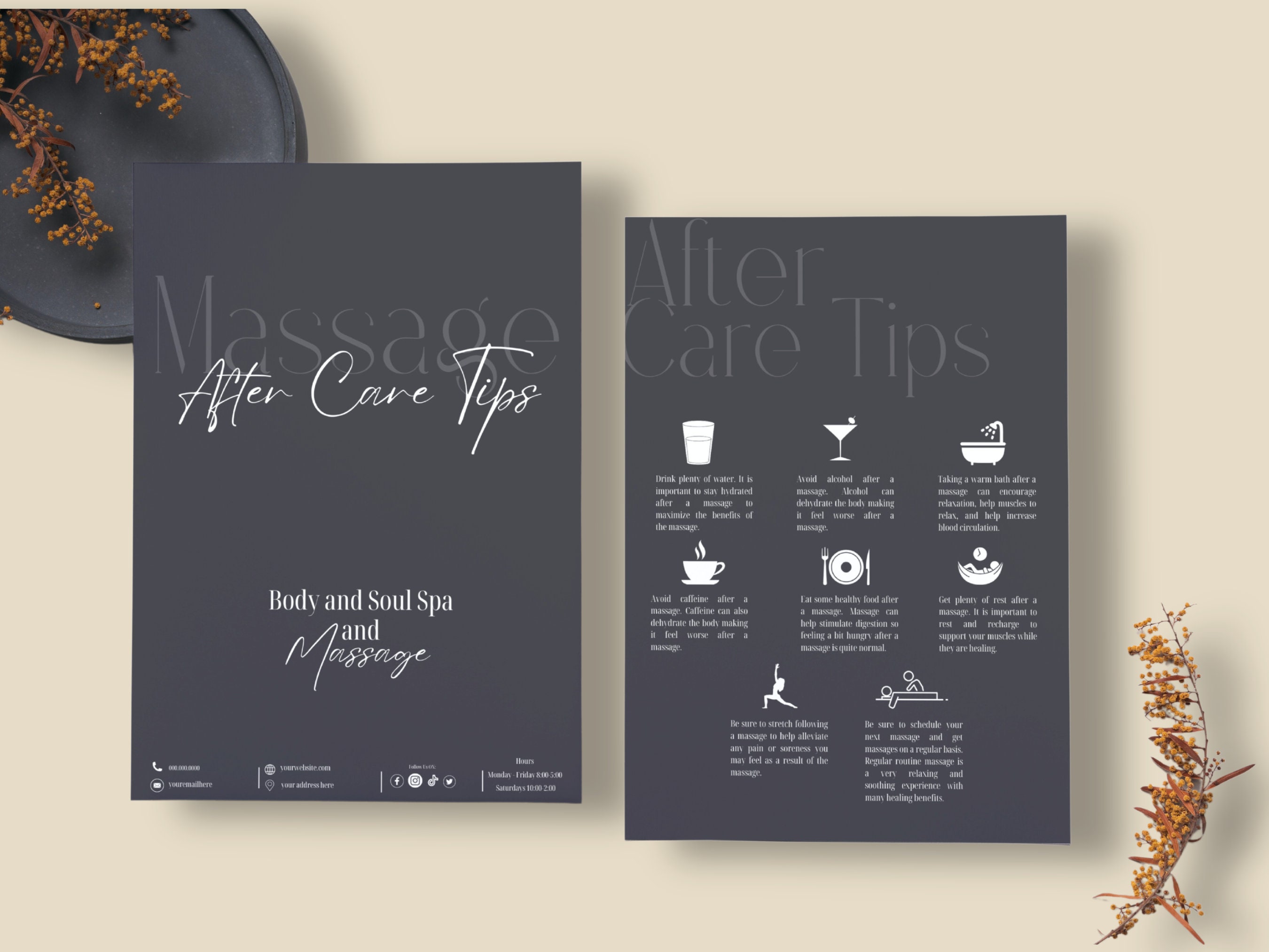 Massage Aftercare Card Template Massage Template Massage - Etsy