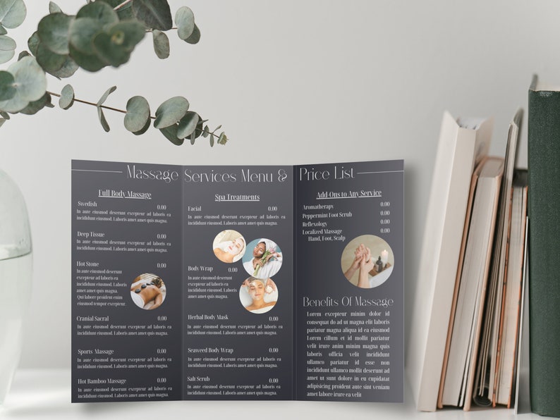 Massage Trifold Brochure | Massage Business Brochure | Editable Massage ...