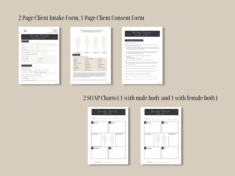 Massage Therapy Forms | Editable Massage Intake Forms | Editable Massage Consent Form | Editable ...