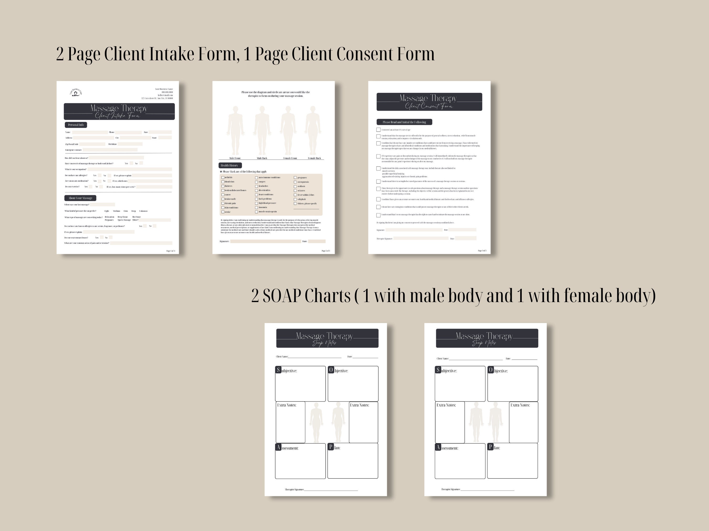 Massage Therapy Forms | Editable Massage Intake Forms | Editable ...