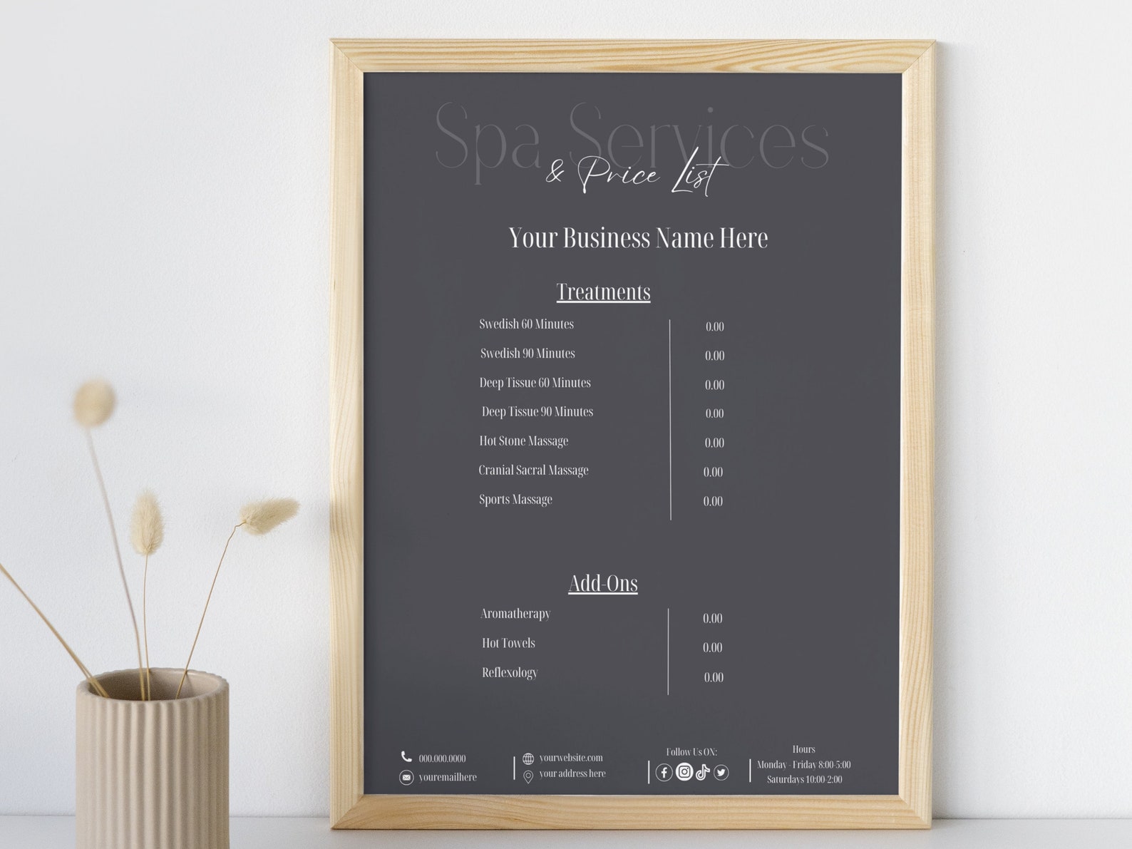 Editable Massage Price List Template: Spa Services Canva Design ...