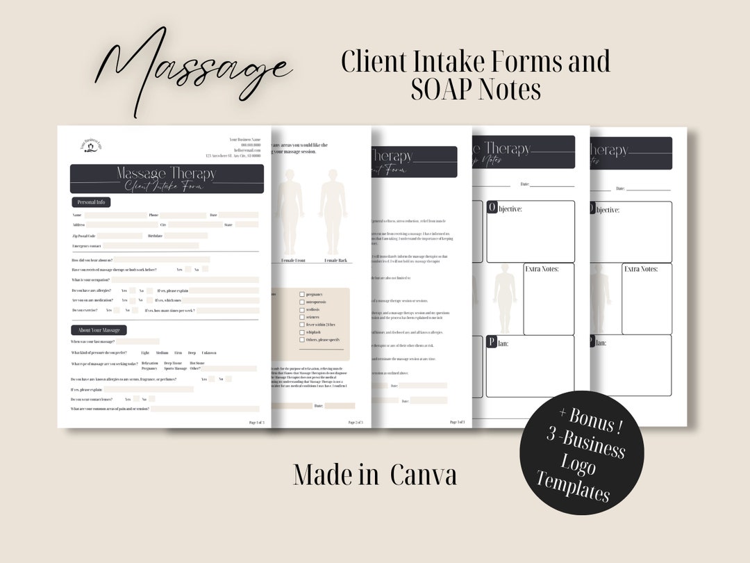Massage Therapy Forms | Editable Massage Intake Forms | Editable ...