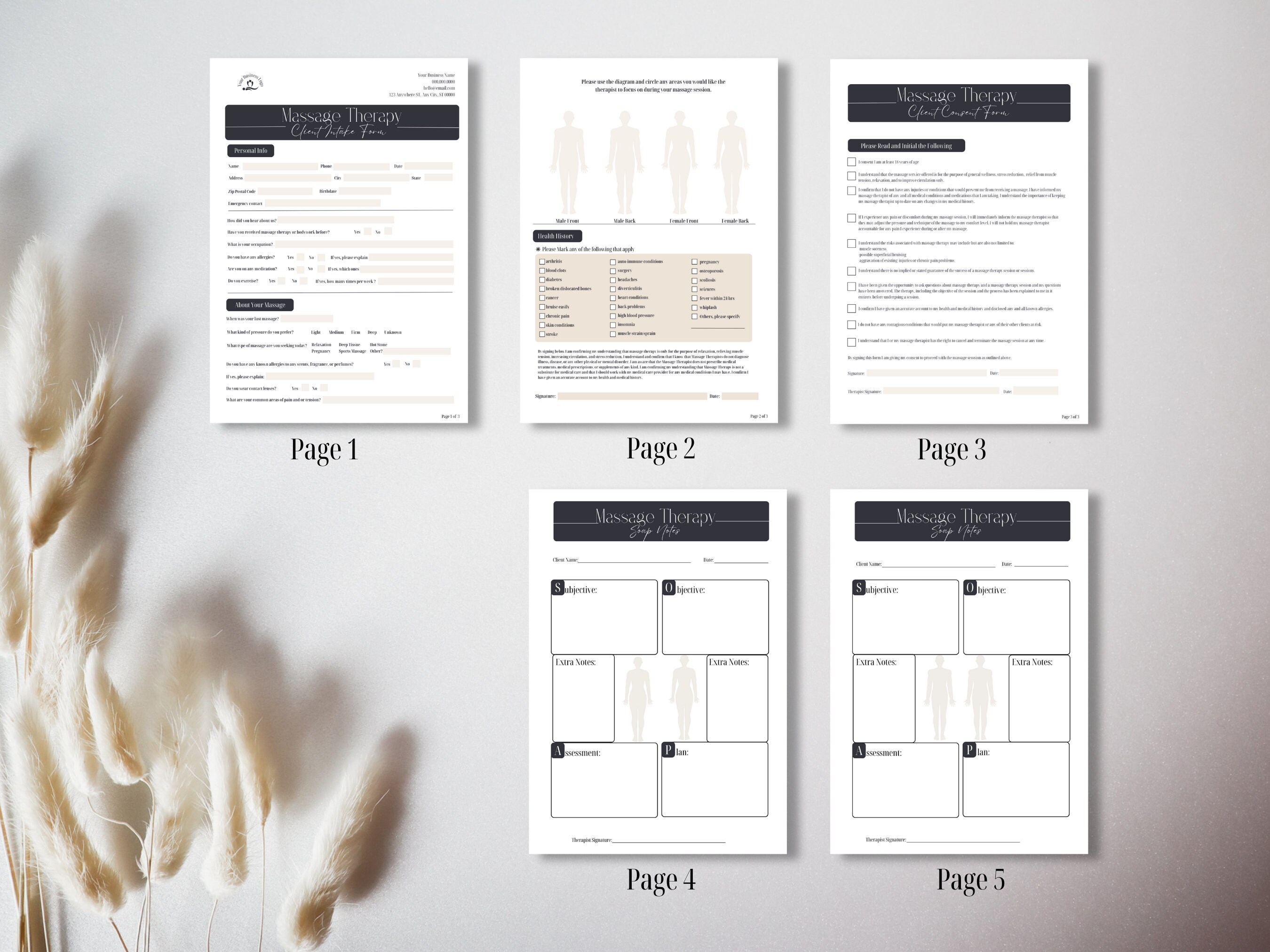 Massage Therapy Forms | Editable Massage Intake Forms | Editable ...