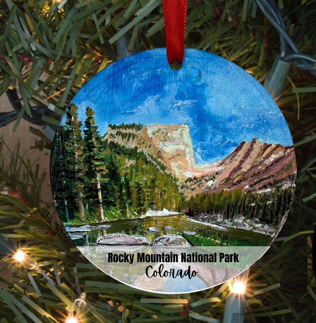 Hand-painted Rocky Mountain National Park Ornament: Custom Photo ...