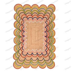 Custom Size Jute Scallop Rugs Christmas Gifts, Boho Christmas Decor ...