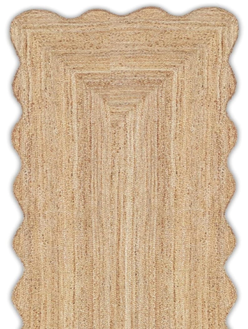 Jute Rug Runner, Scalloped Runner, Wavy Edge Runner Rug, Scalloped Jute ...