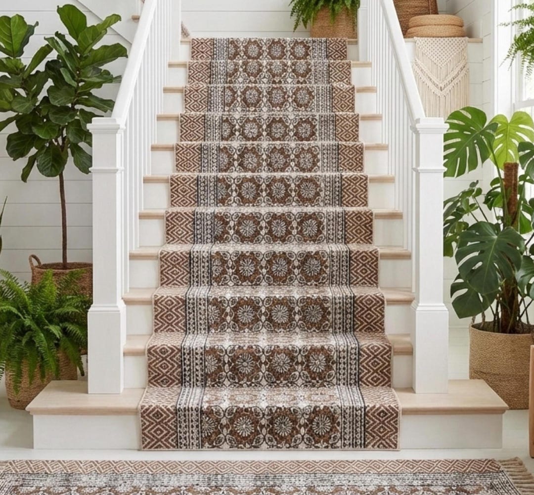 Custom Size Stair Runner Carpet, Bohemian Cotton Runner for Stairs ...