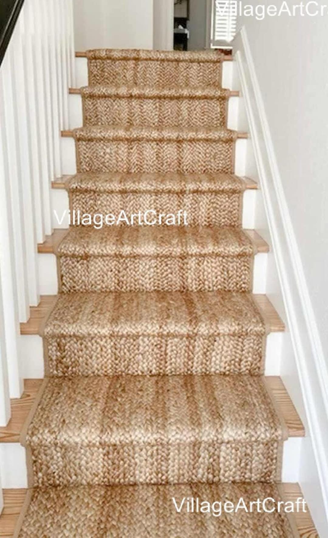 Jute Stair Runner Custom Stair Runner Natural Fiber Stair Carpet Treads ...