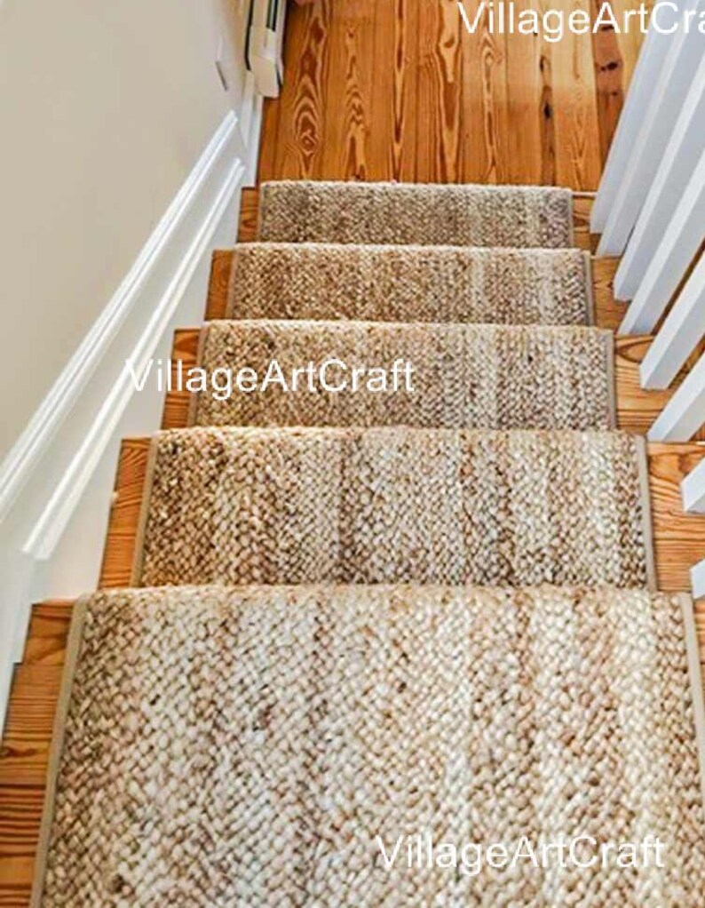 Jute Stair Runner Custom Stair Runner Natural Fiber Stair Carpet Treads ...