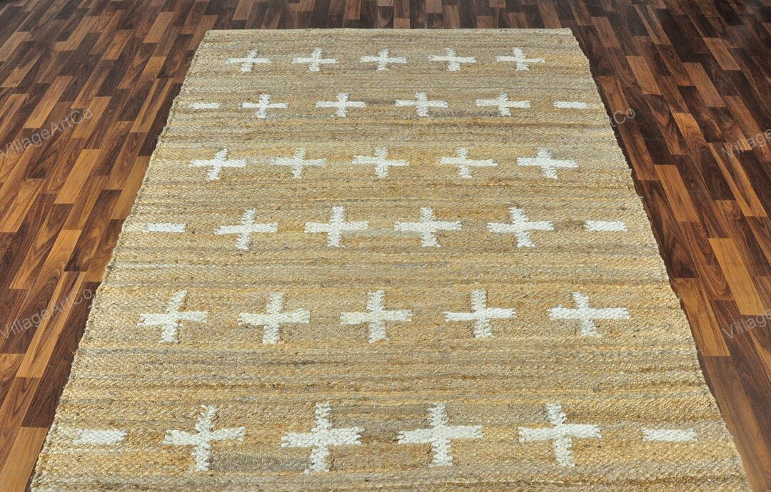 Plus Minus Sign Rug, Plus Minus Jute Rug, Southwestern Rugs 5X7, Hemp ...