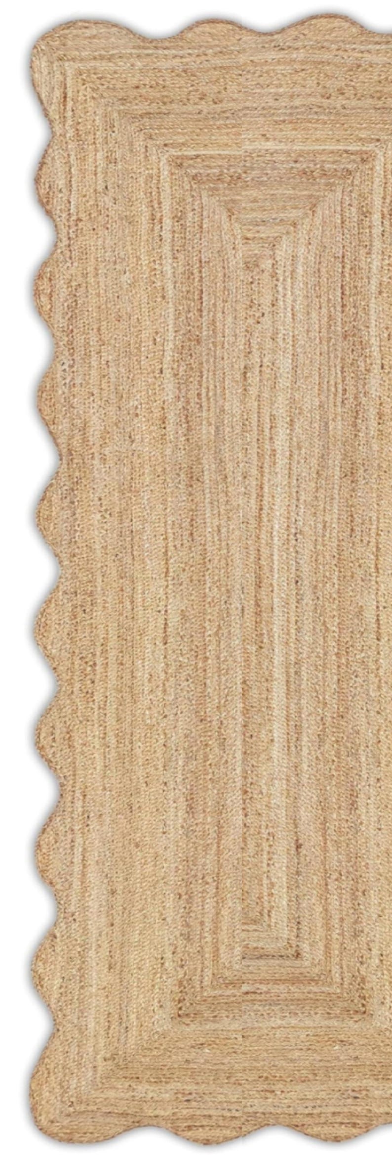 Jute Rug Runner, Scalloped Runner, Wavy Edge Runner Rug, Scalloped Jute ...