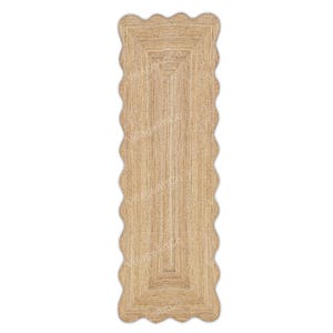 Jute Rug Runner, Scalloped Runner, Wavy Edge Runner Rug, Scalloped Jute ...