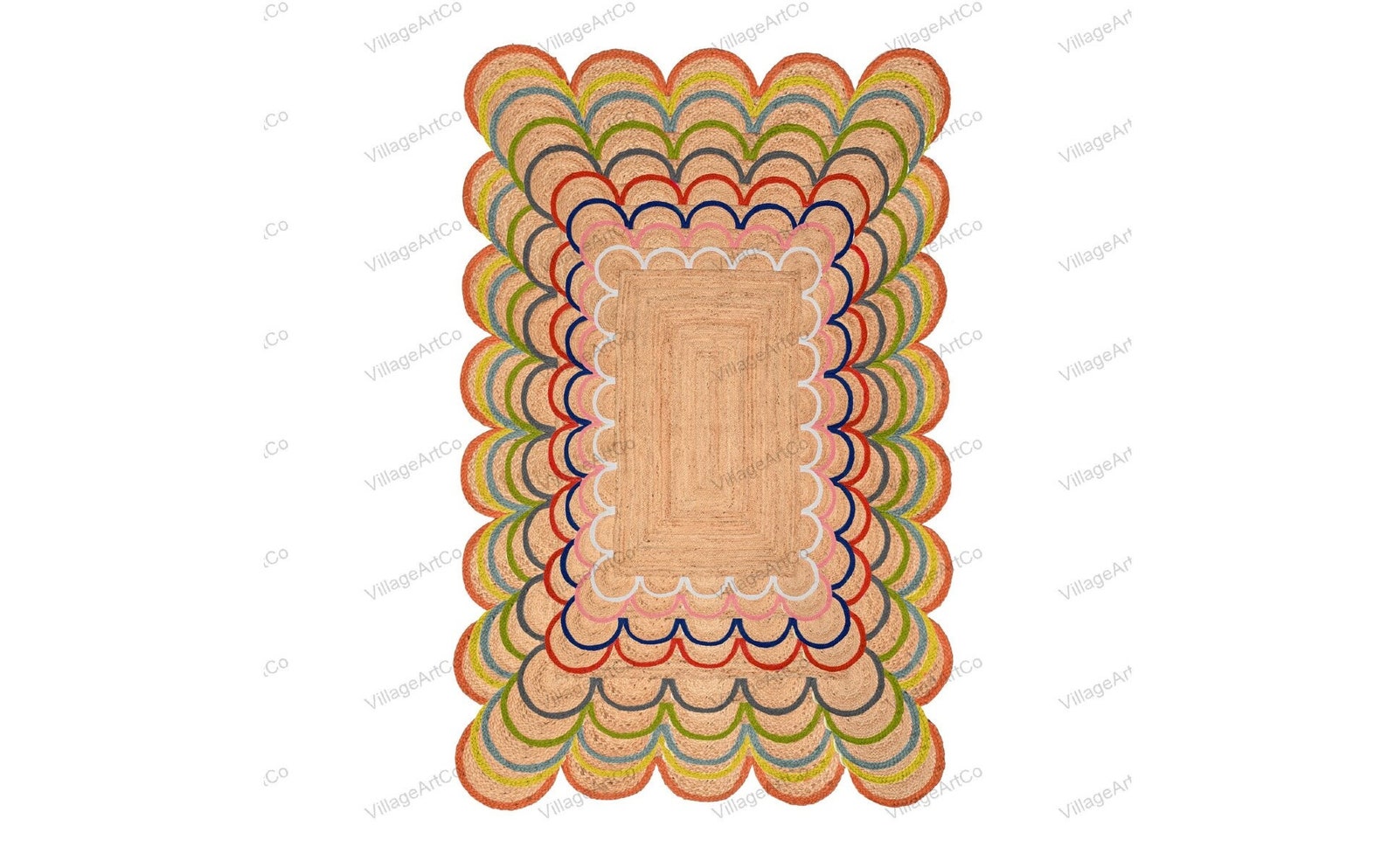 Custom Size Jute Scallop Rugs Christmas Gifts, Boho Christmas Decor ...