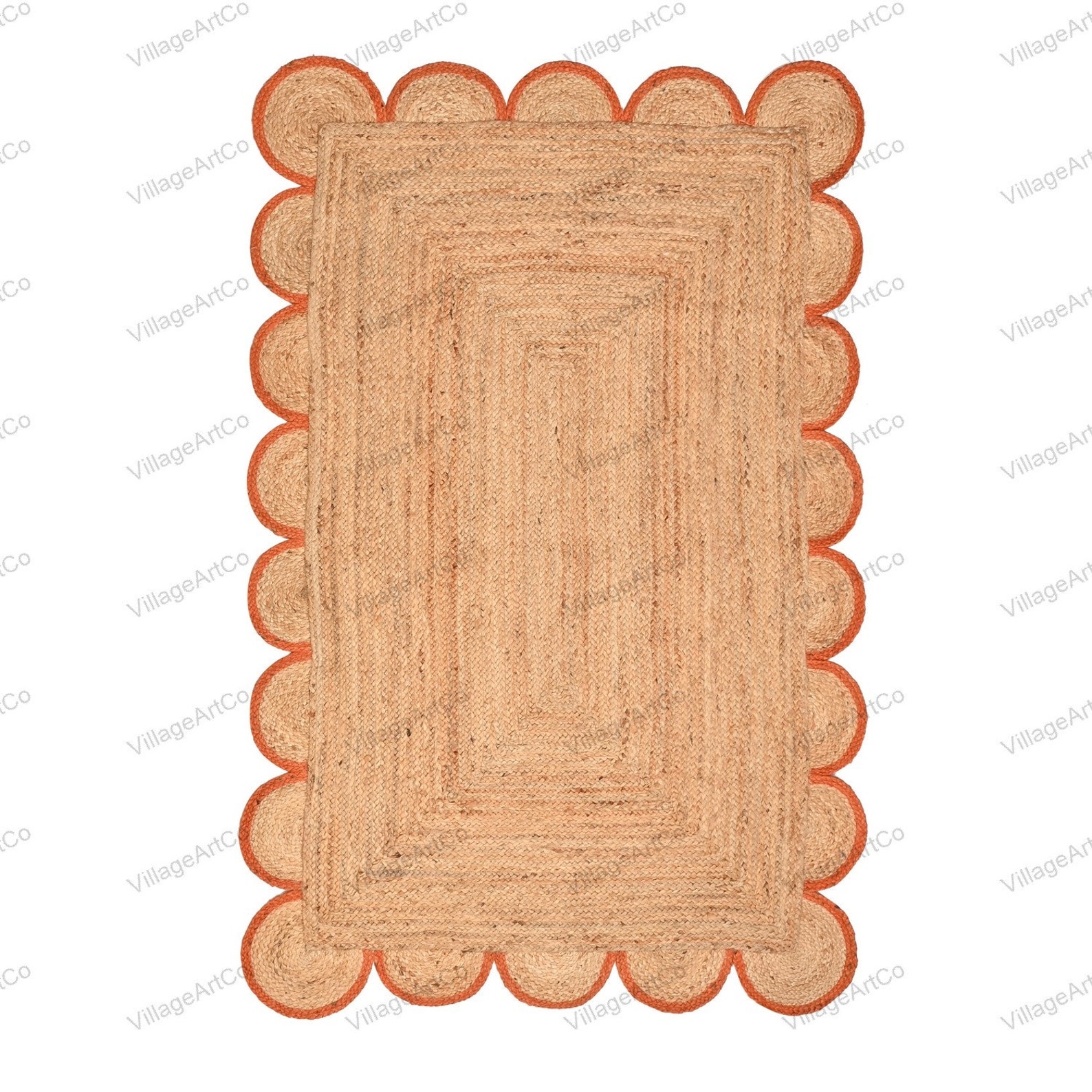 Custom Size Jute Scallop Rugs Christmas Gifts, Boho Christmas Decor ...