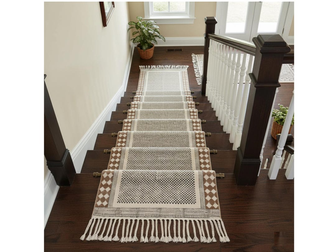Bohemian Cotton Stair Runner Washable Stair Runner Cotton Carpet Runner ...