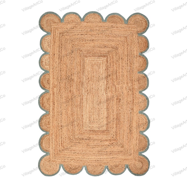 Custom Size Jute Scallop Rugs Christmas Gifts, Boho Christmas Decor ...