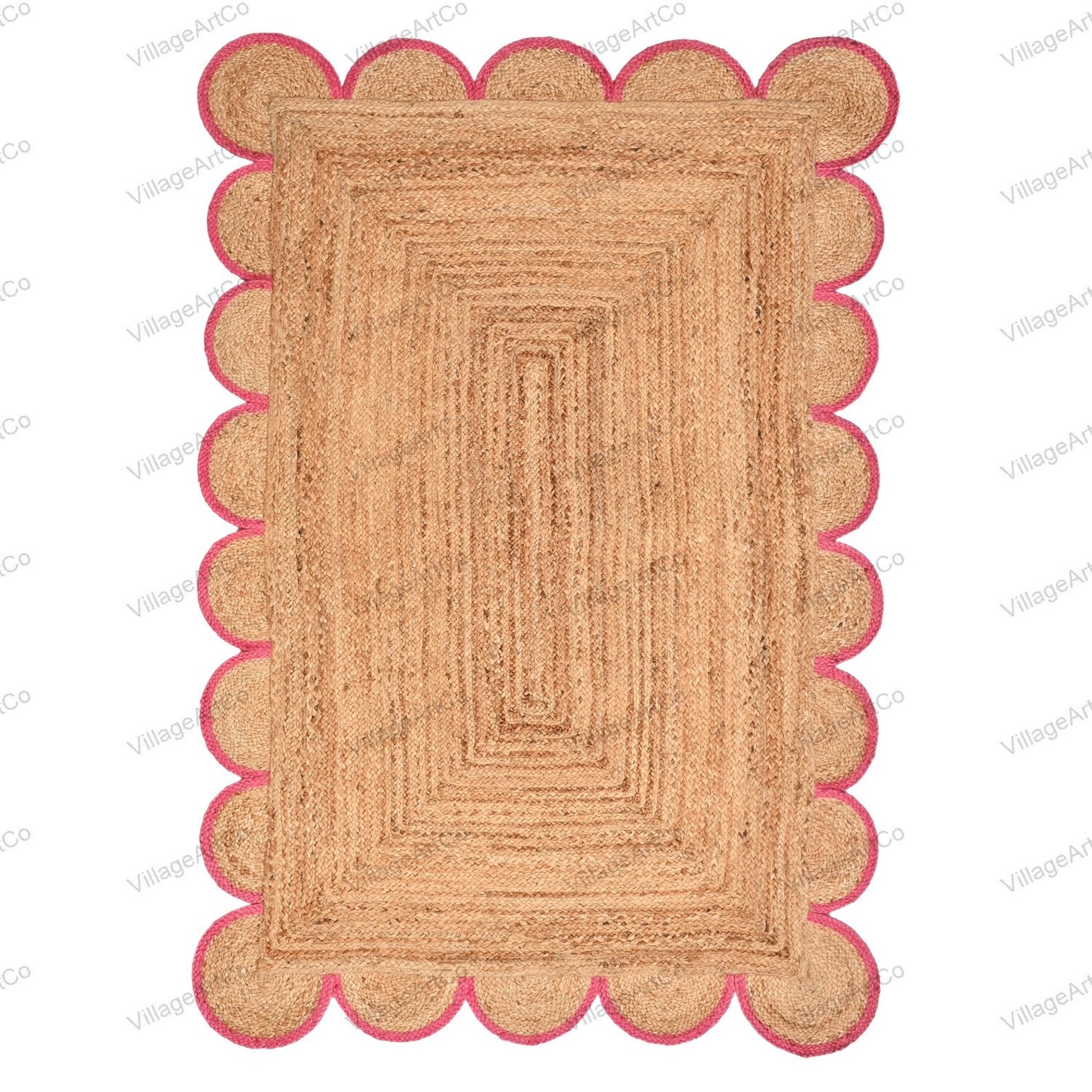 Custom Size Jute Scallop Rugs Christmas Gifts, Boho Christmas Decor ...