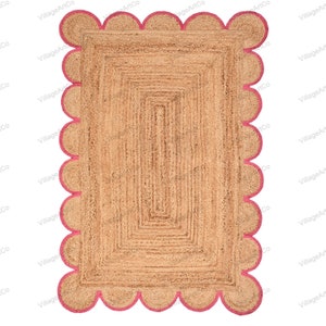 Custom Size Jute Scallop Rugs Christmas Gifts, Boho Christmas Decor ...