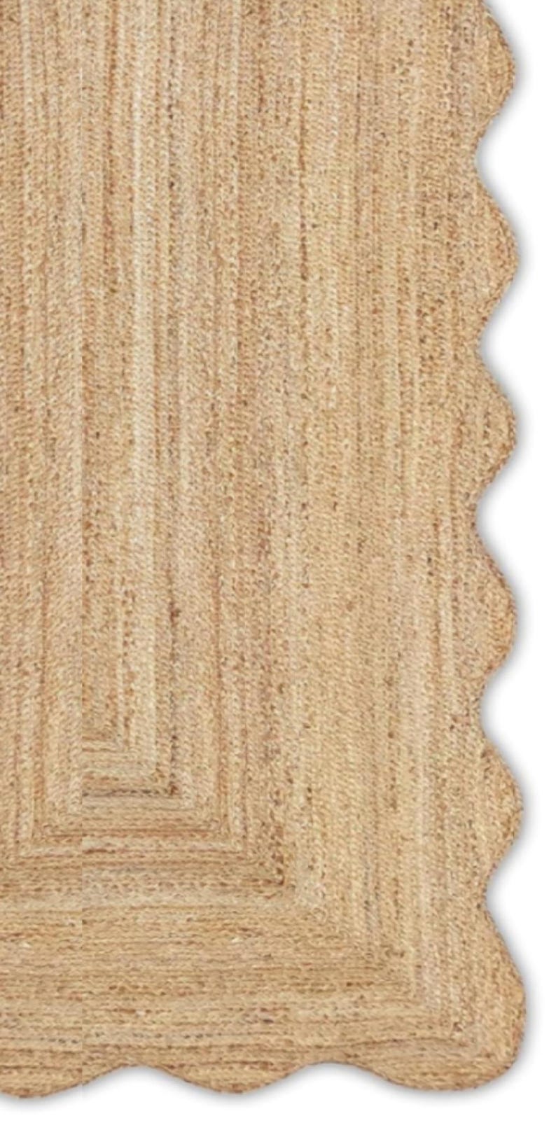 Jute Rug Runner, Scalloped Runner, Wavy Edge Runner Rug, Scalloped Jute ...