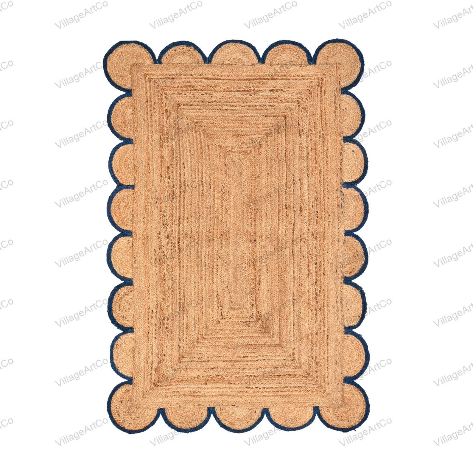 Custom Size Jute Scallop Rugs Christmas Gifts, Boho Christmas Decor ...