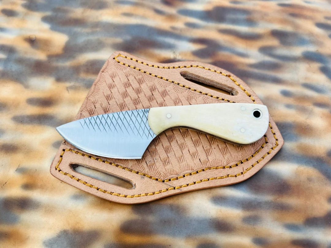 Handmade Rasp Steel Skinner Knife: Bone Handle, Leather Sheath - Etsy
